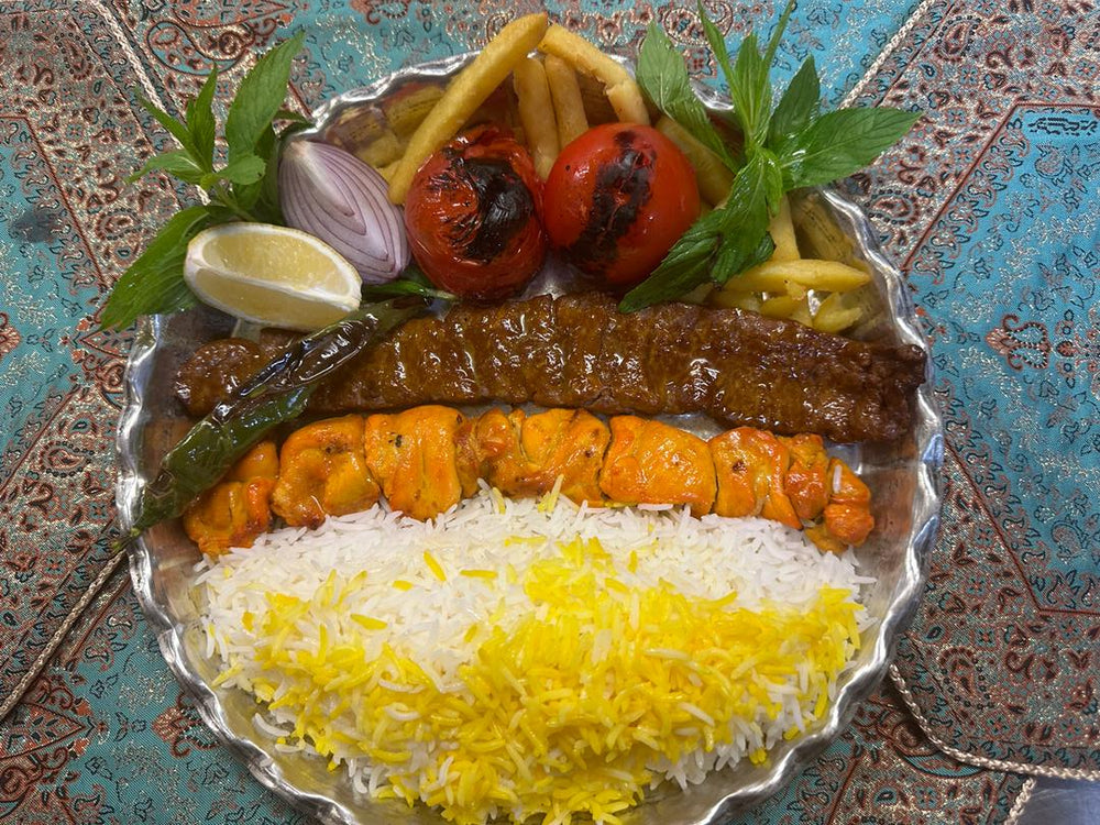Momtaz Kebab ( 1 skewer veal Fillet (Barg) & 1 skewer chicken kebab wi